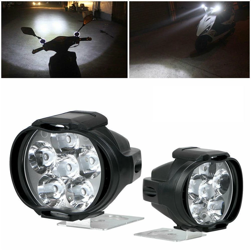 1/2Pcs 6 LED Auxiliary Motorcycles Headlight SpotLights Auxiliary Light ...