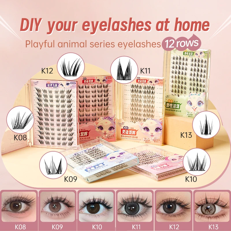Yelix DIY Cluster Eyelash Extension Dovetail Segmented Lashes Natural ...