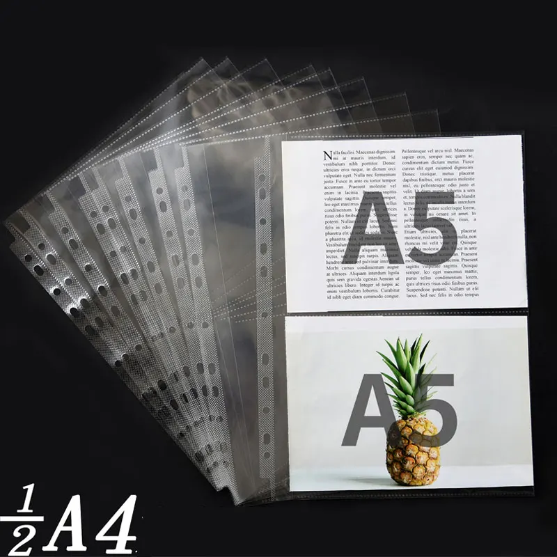 50PCS 11/30 Hole A4 Multipurpose File Loose Leaf Clear Sheet Document ...