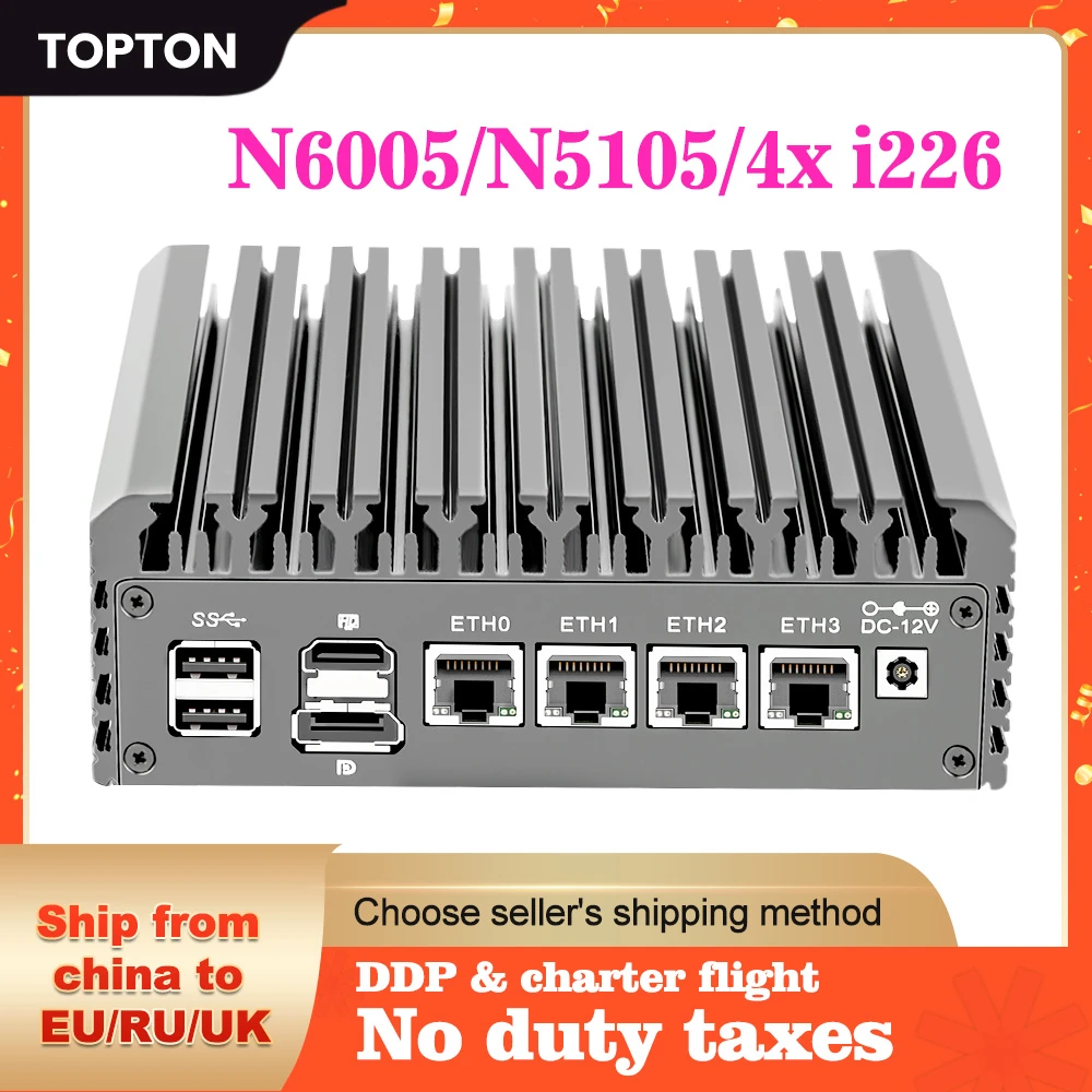Firewall Mini PC Pentium N6005 N5105 4*Intel i226 V 2.5G Lans 2*DDR4 2 ...