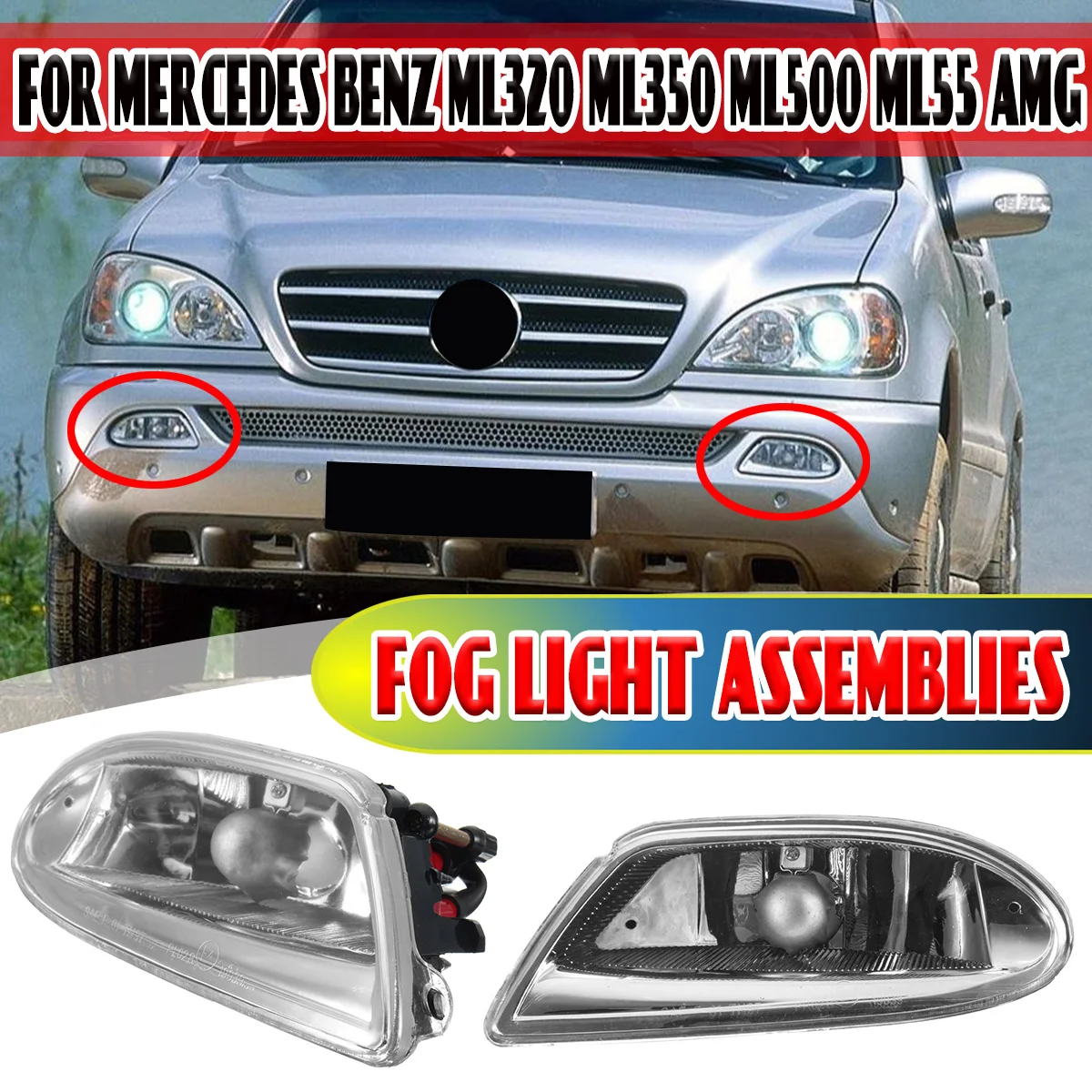 Left-Right-Car-Front-Fog-Light-Fog-Lamp-For-Mercedes-For-Benz-W163-ML ...