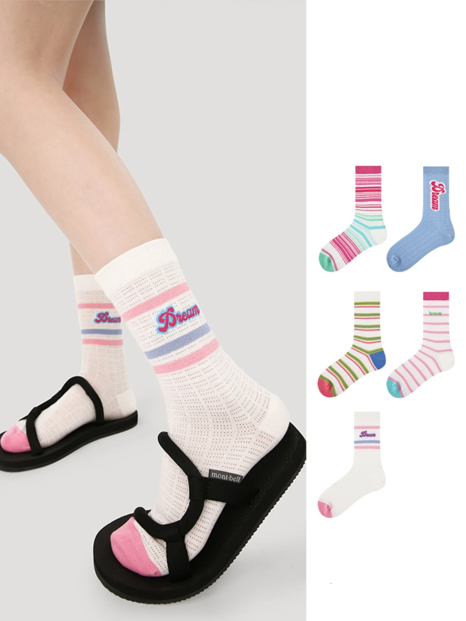 5-Pairs-Fashion-Mixed-Color-Cute-Sweet-White-Pink-Blue-Stripe-Hot ...