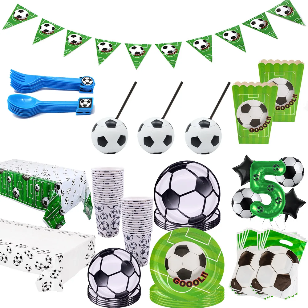 Soccer Birthday Party Decorations Disposable Tableware Paper Plates ...
