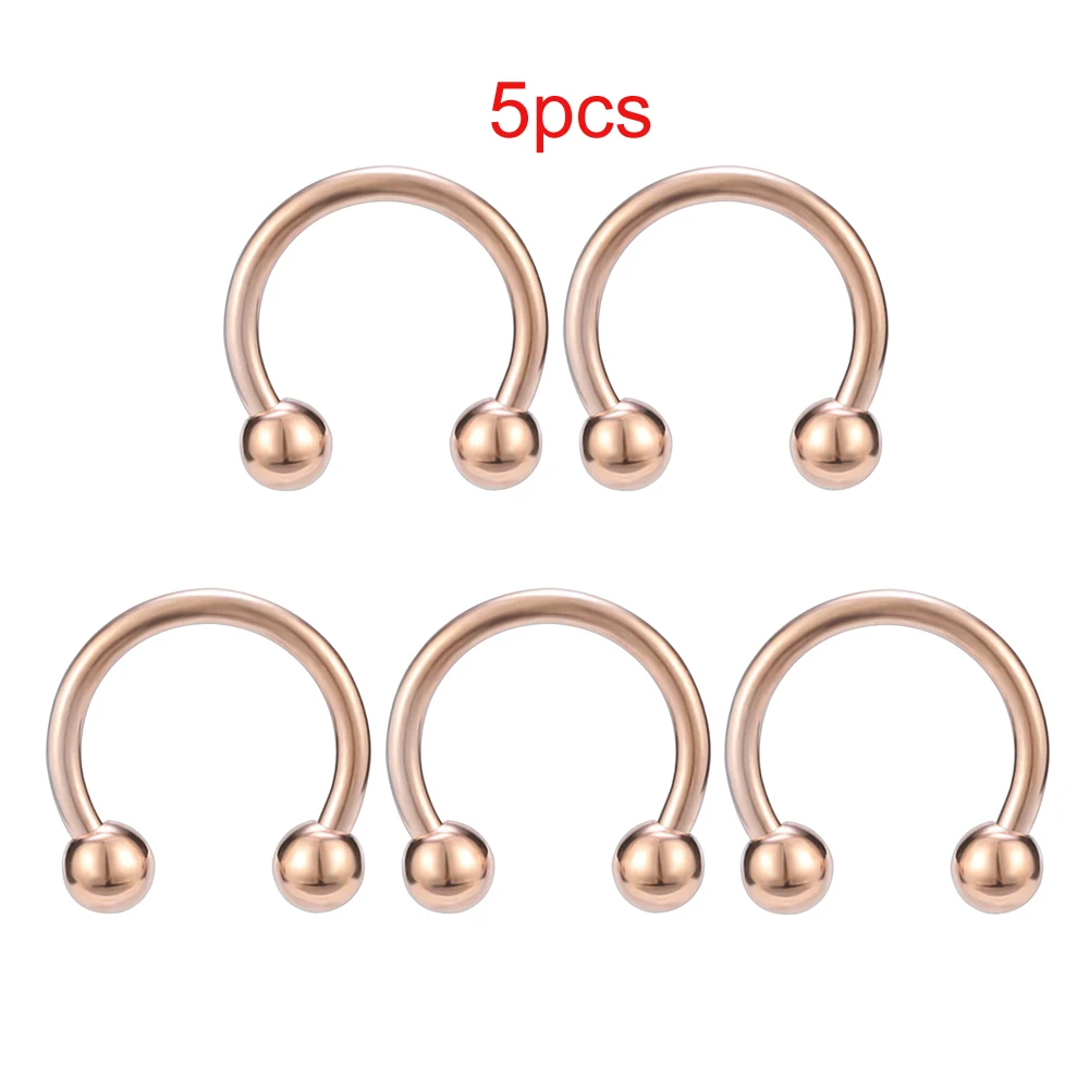 Piercing au nez,Rose gold-10MM--Ensemble de 5 Piercings de nez en acier ...