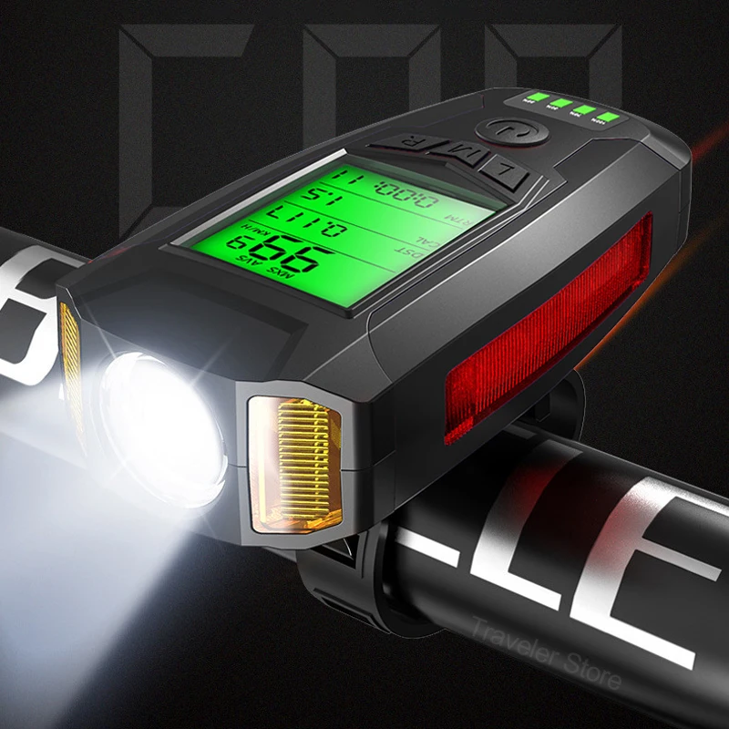 Bike Light USB Charge Bicycle Light With Bicycle Computer LCD ...