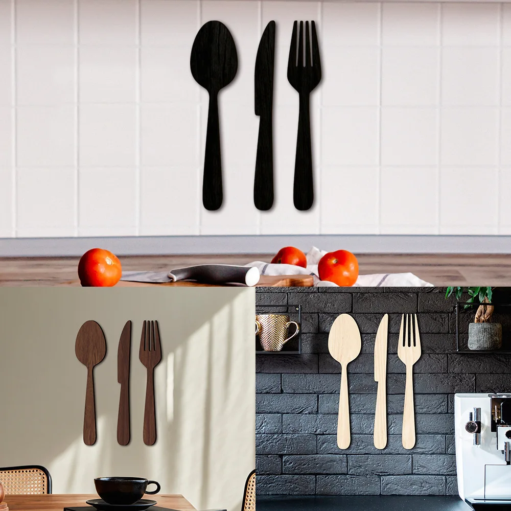Nordic-Style-Cutlery-Knife-Fork-Wooden-Wall-Sticker-For-Kitchen ...