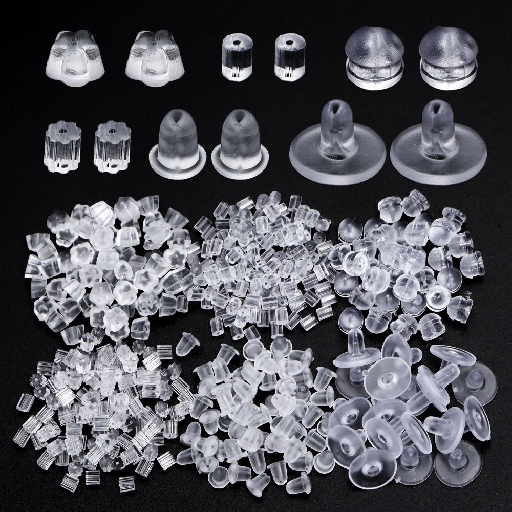 200-2000pcs/Lot Rubber Earring Backs Silicone Round Ear Plug Blocked ...