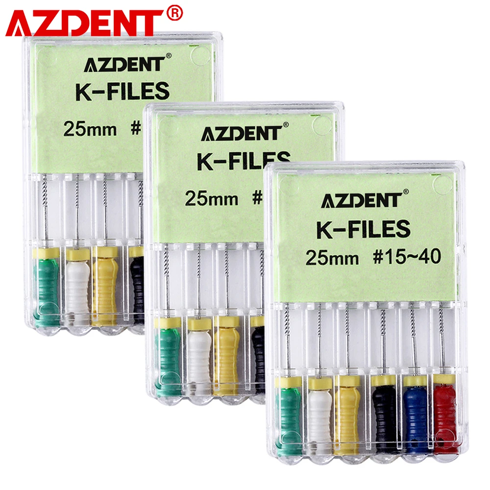 Azdent 6 Pcs Niti Dental K-files 25mm 15 To 40 Endo Root Canal H-file ...