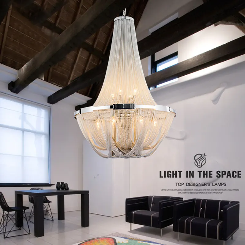 Modern-Luxury-Perak-Emas-Rumbai-Aluminium-Chain-LED-Pendant-Lampu-untuk ...
