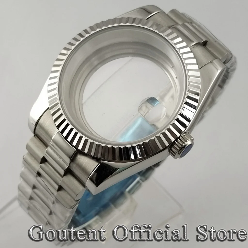 Goutent 36mm 39mm Silver Watch Case President Strap Fit NH35 NH36 ...