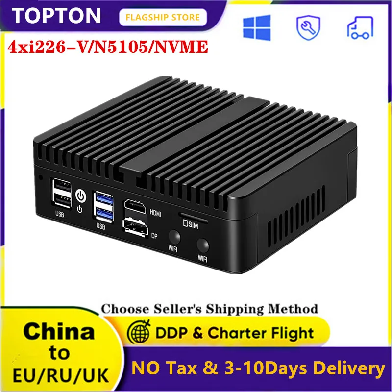 Mini PC sin ventilador, Intel i226-V, 2,5G, N5105, N5100, Quad Core ...