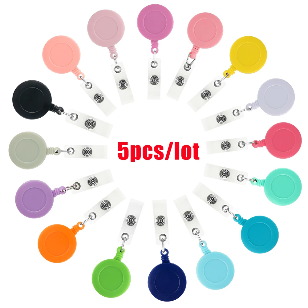 5Pcs-lot-Badge-Reels-Easy-To-Pull-Chest-Buckle-Retractable-Pocket-Clip ...