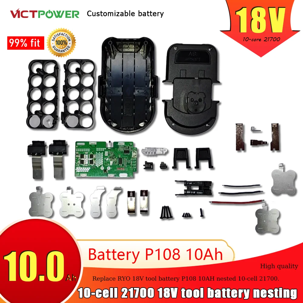 DIY 18V10Ah tool lithium battery shell kit BMS/PCB board 21700*10 core ...