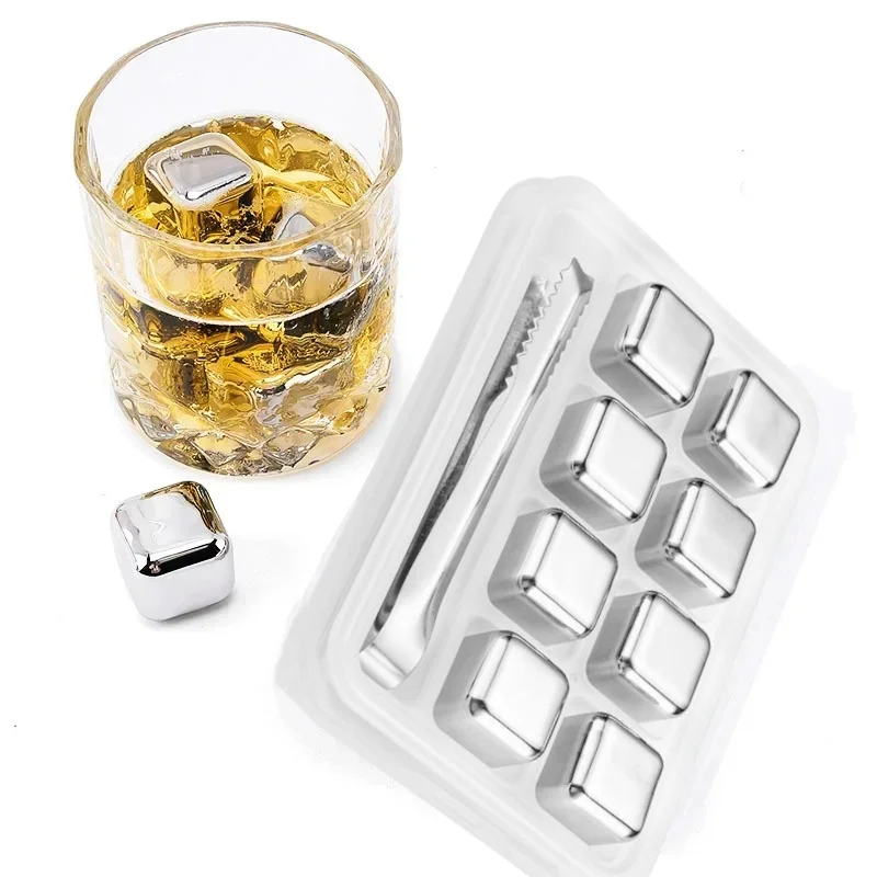 4-6-8pcs-Stainless-Steel-Ice-Cubes-Set-Juice-Beer-Wine-Whisky-Cooler ...
