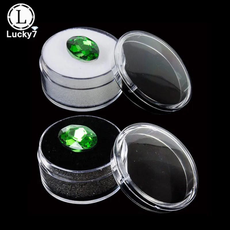 10pcs/lot Clear Round Rhinestone Box Plastic Beads Jewelry Case Storage ...