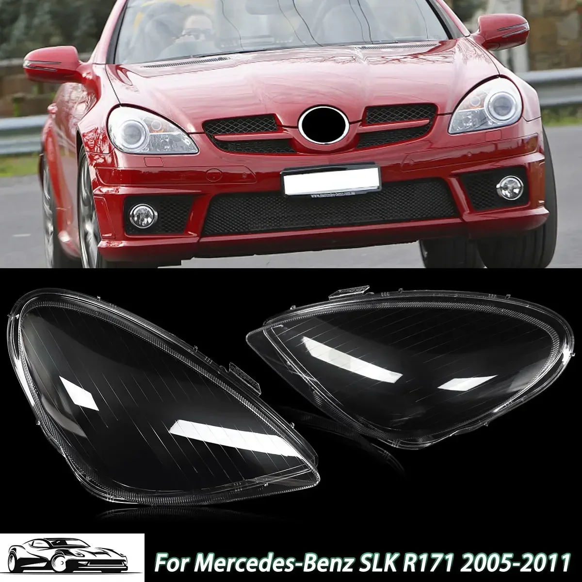 2Pcs-For-Mercedes-SLK-R171-2005-11-LH-RH-Headlight-Headlamp-Lens-Cover ...