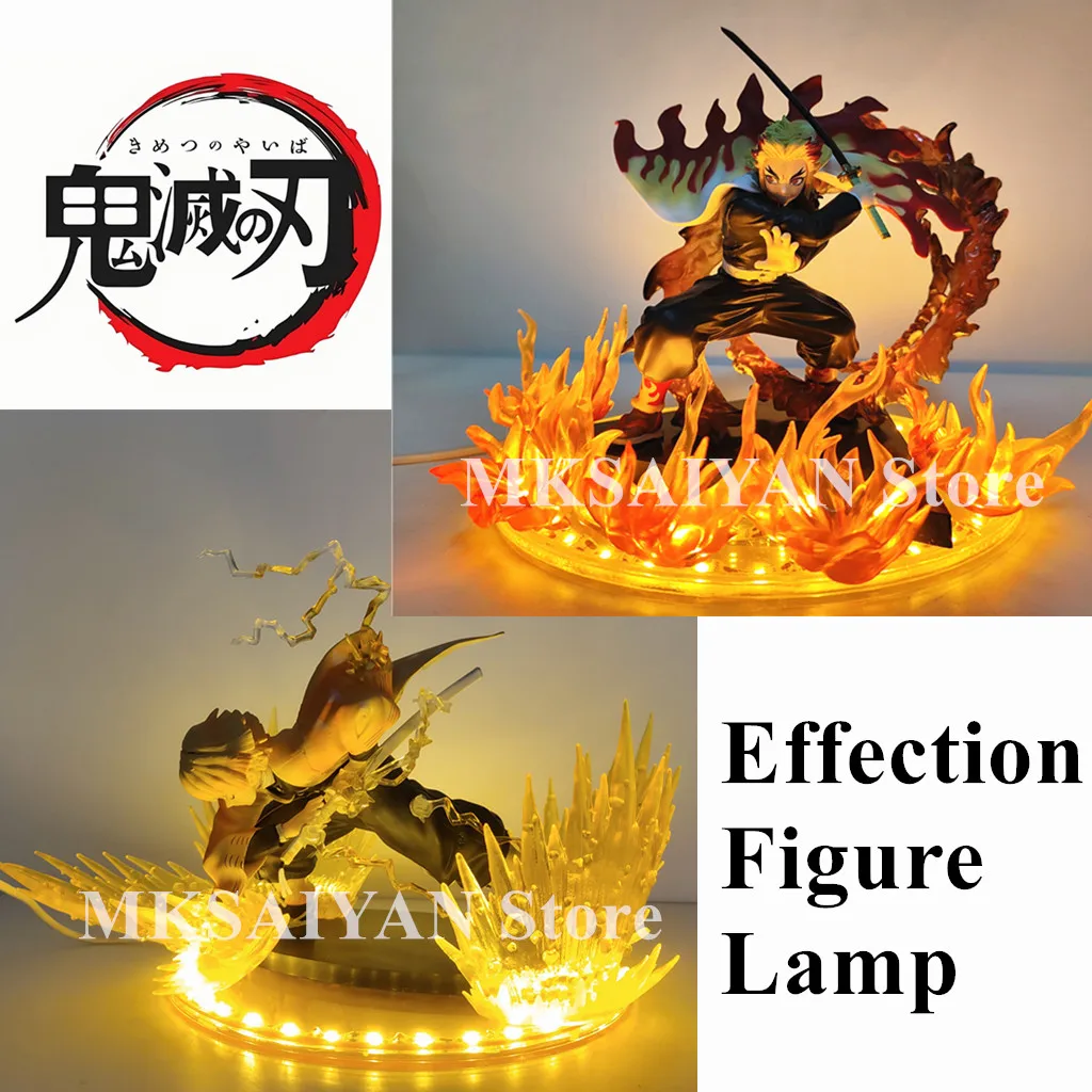 Anime Figures Demon Slayer Rengoku Kyoujurou Agatsuma Zenitsu Fire Led ...