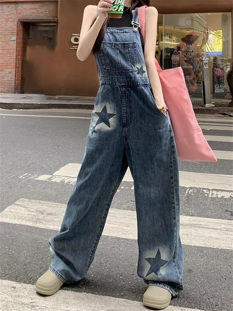 Monos-azules-con-estampado-de-estrellas-para-mujer-monos-de-pierna ...