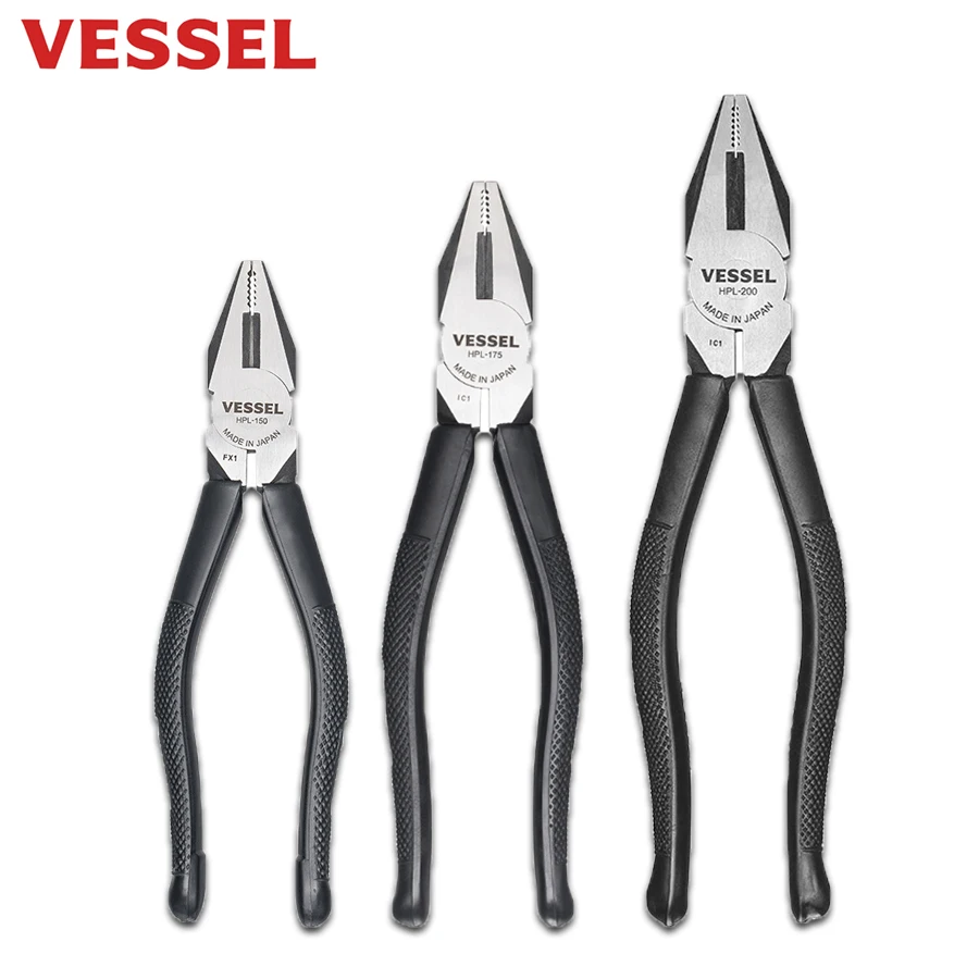 VESSEL Electrical Wire Cutter Pliers Flat-Nose Pliers Strong Steel Wire ...