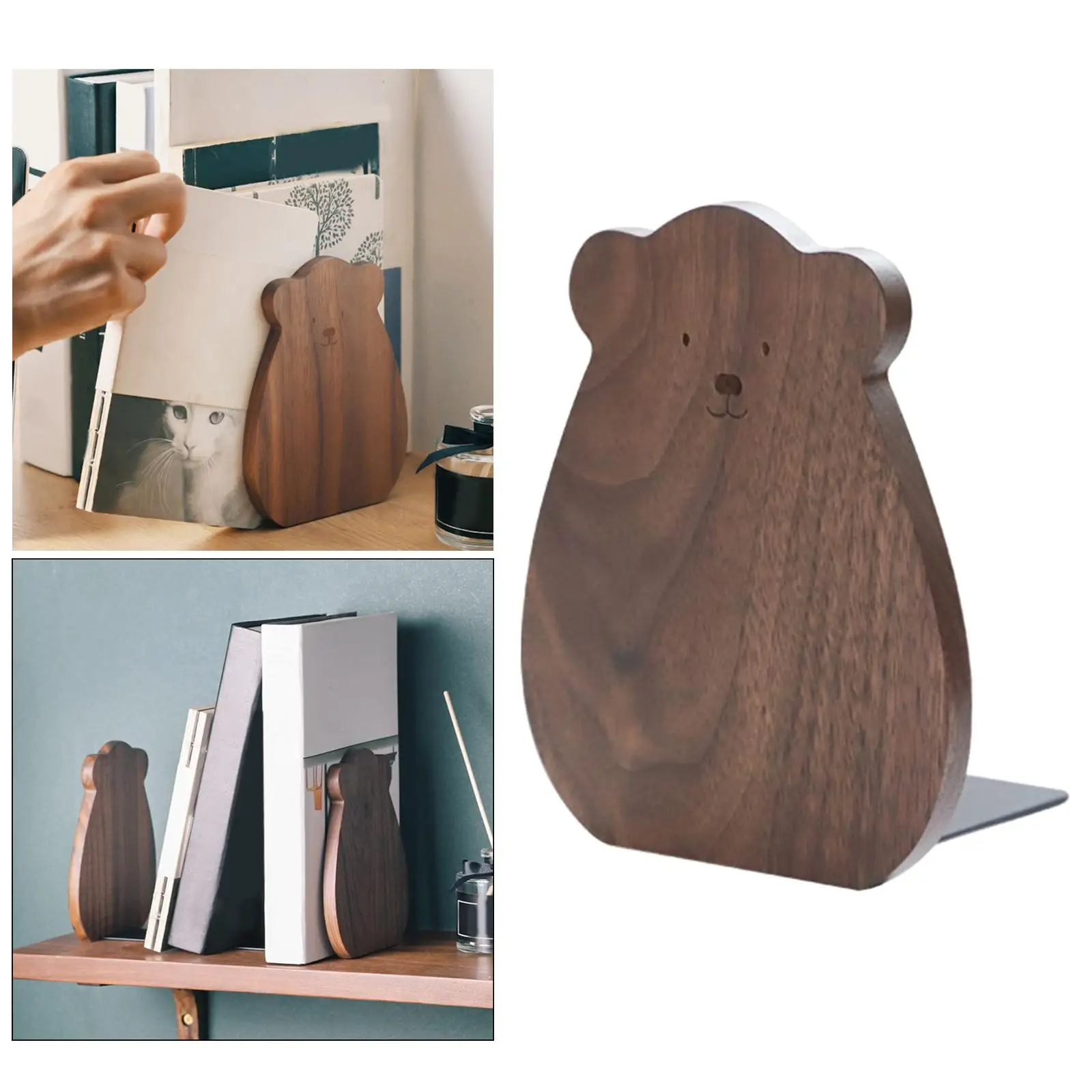 Creative Wooden Bookend Bookshelf Holder Book Stopper Book Support ...