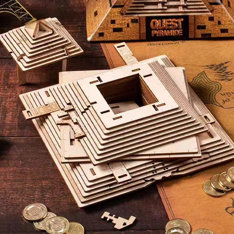 Houten-Hersenen-Teaser-Quest-Piramide-Puzzel-Doos-Met-Puzzel-Doos-Met ...