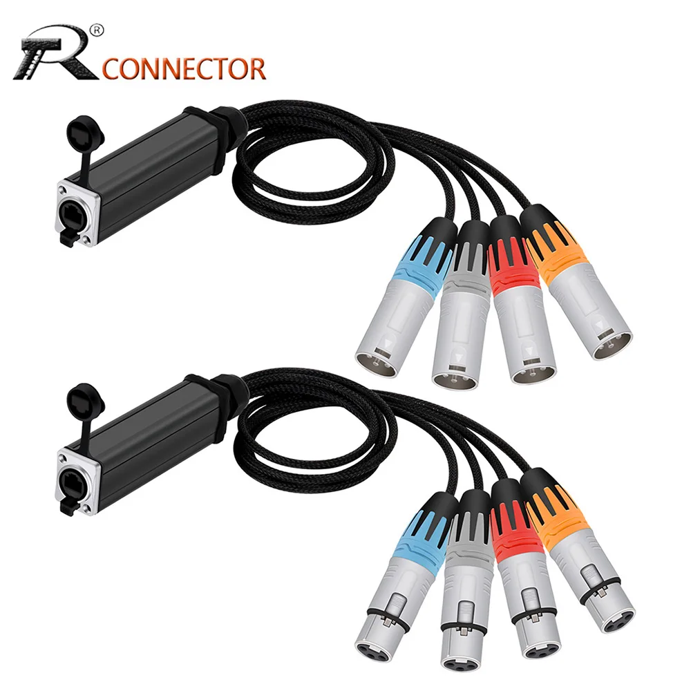 New-Design-Network-Converter-RJ45-CAT5-Female-to-4-Channel-3Pins-XLR ...