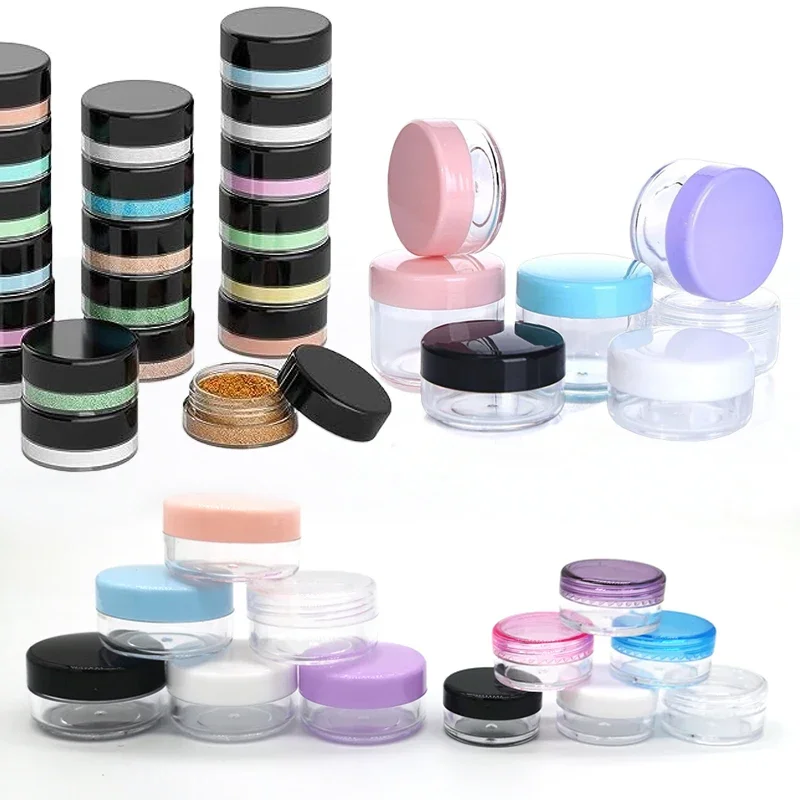 100Pcs-2-3-5-10-15-20ml-Mini-Round-Clear-Plastic-Cosmetic-Jars-with ...