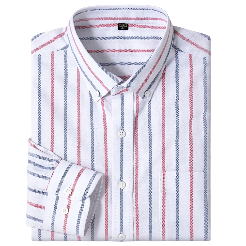 Men's Classic Vertical Striped & Plaid Button-Up Oxford Dress Shirt ...