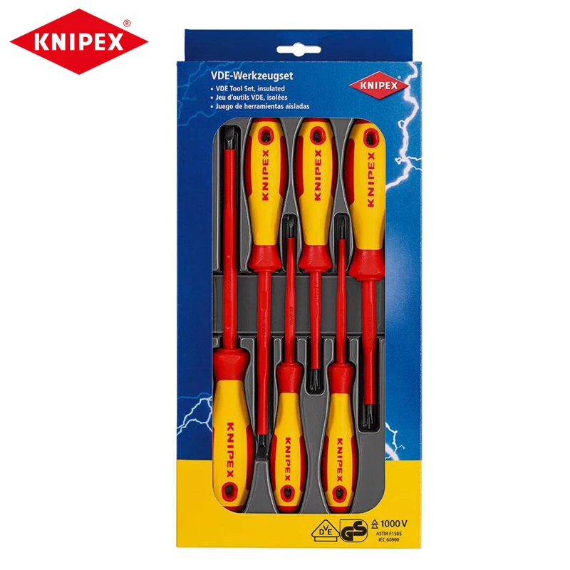 KNIPEX-00-20-12-V01-Screwdriver-Set-6Piece-Slotted-Cross-Recessed ...