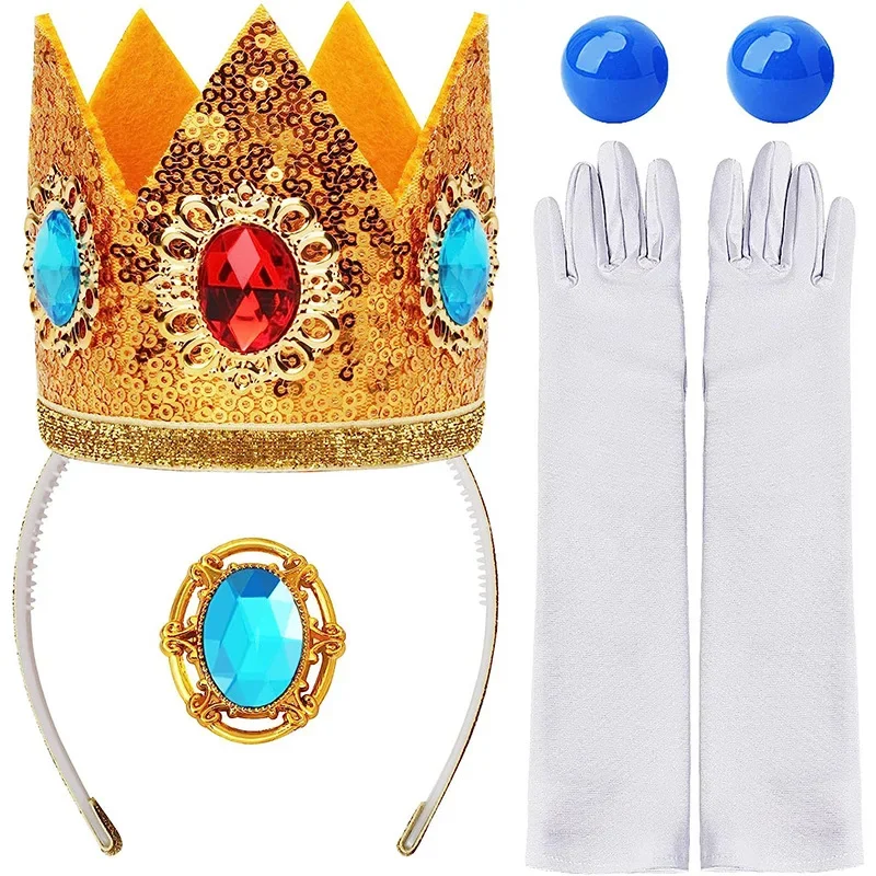 Princess-Crown-Headband-Set-Peach-Cosplay-Prop-Kids-Girls-Halloween ...