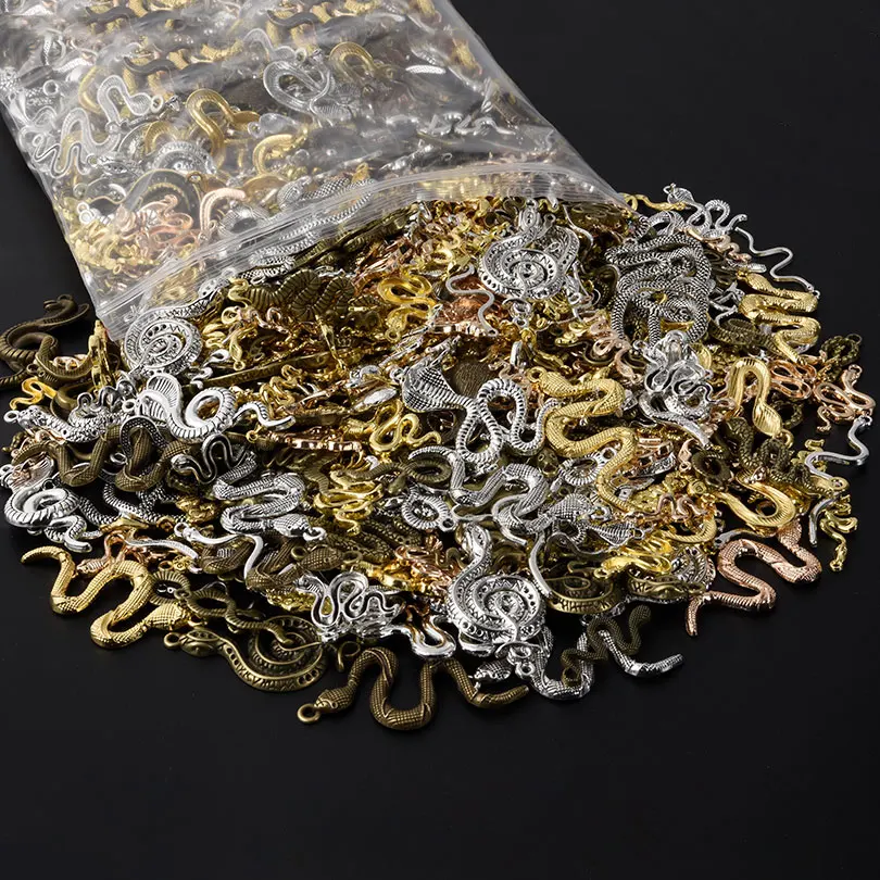 Random Mixed Retro Bronze Gold Color Snakes Charms For Jewelry Making ...