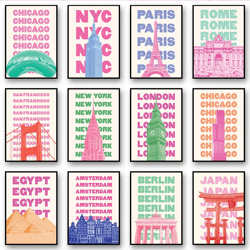 Trendy Travel Chicago New York San Francisco London Paris Rome Japan ...