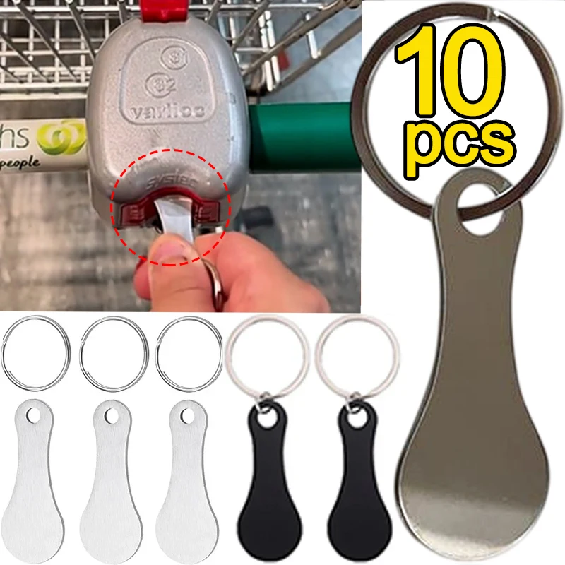 Stainless-Steel-Trolley-Cart-Keychains-Token-Coin-Keyring-Token-Port ...