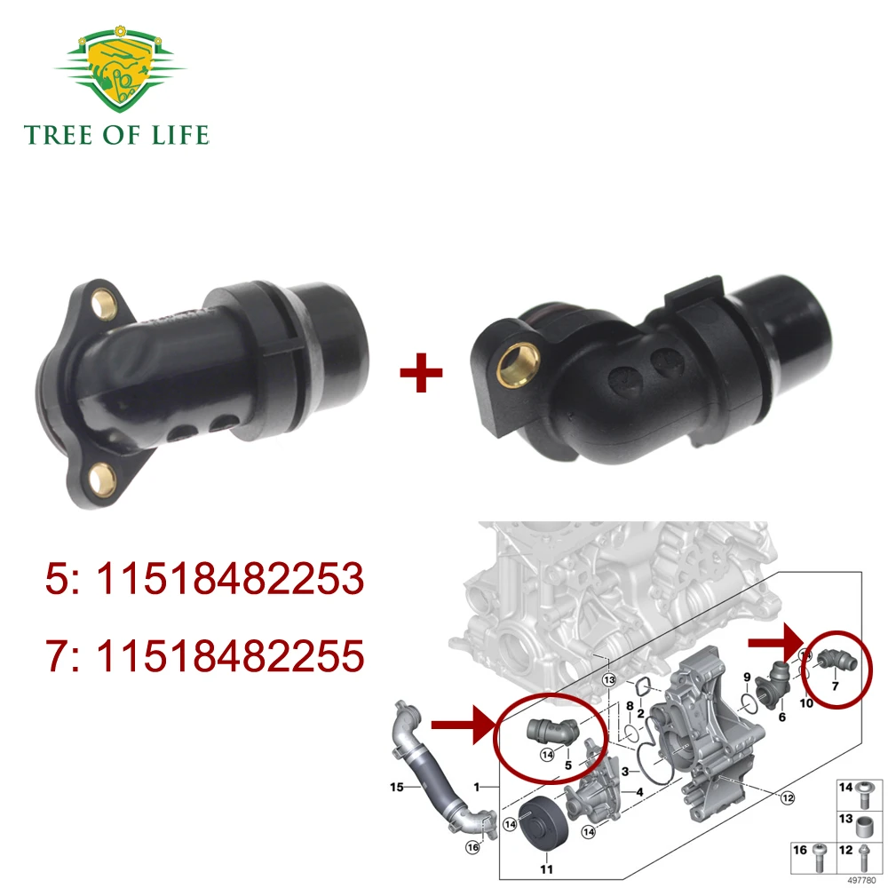 Engine Water Pump Outlet Pipe For BMW X3 X4 X6 Z4 218i 220i 230i 318i ...