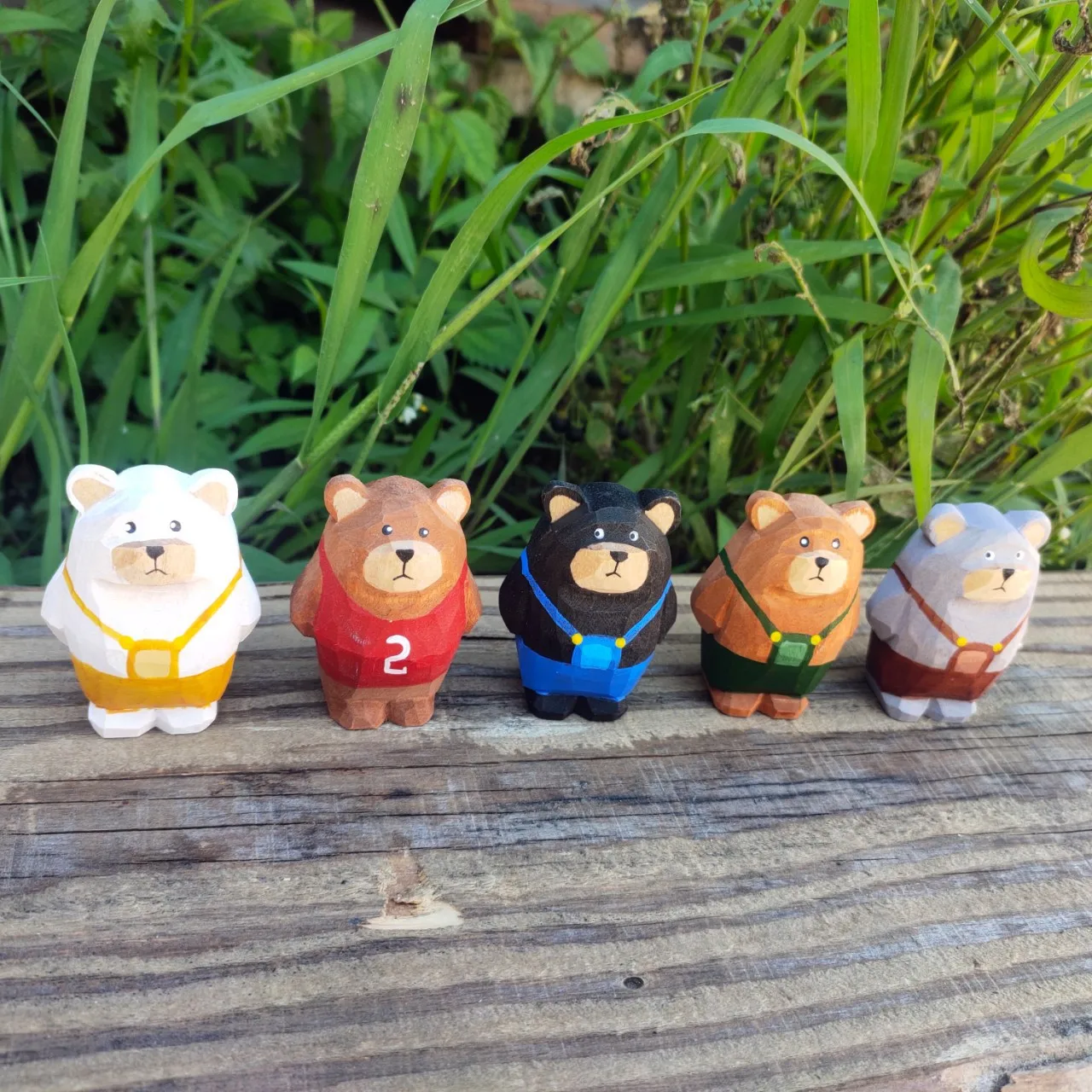 Sculpture-Wood-Carved-Animal-Mini-Bear-Home-Decoration-Cute-Cartoon ...