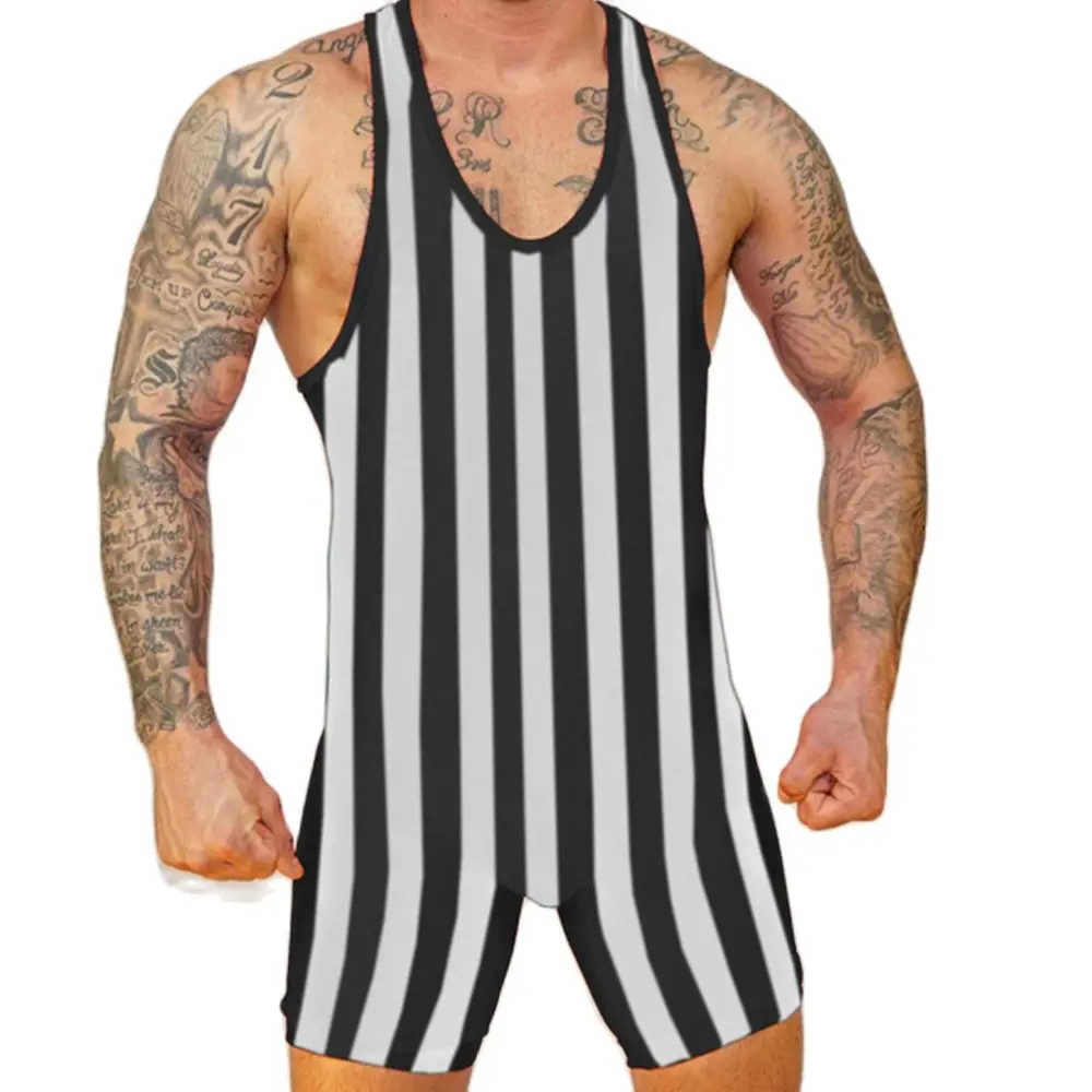 Men Wrestling Singlets Suit Running Speedsuit Boxing One-Piece Tights ...