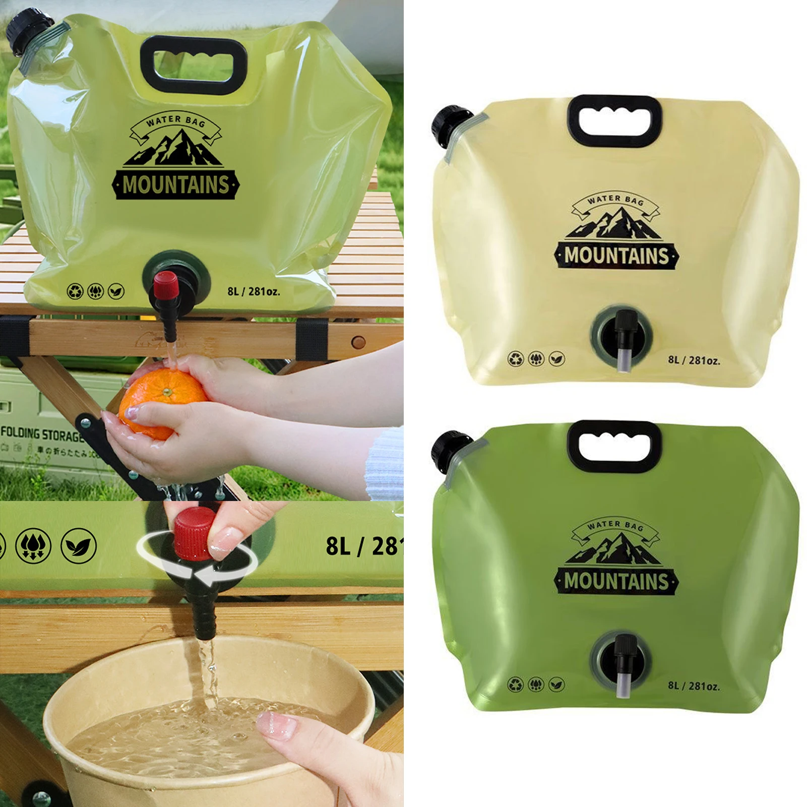 Collapsible Water Containers 8L Reusable Portable Water Bag for ...