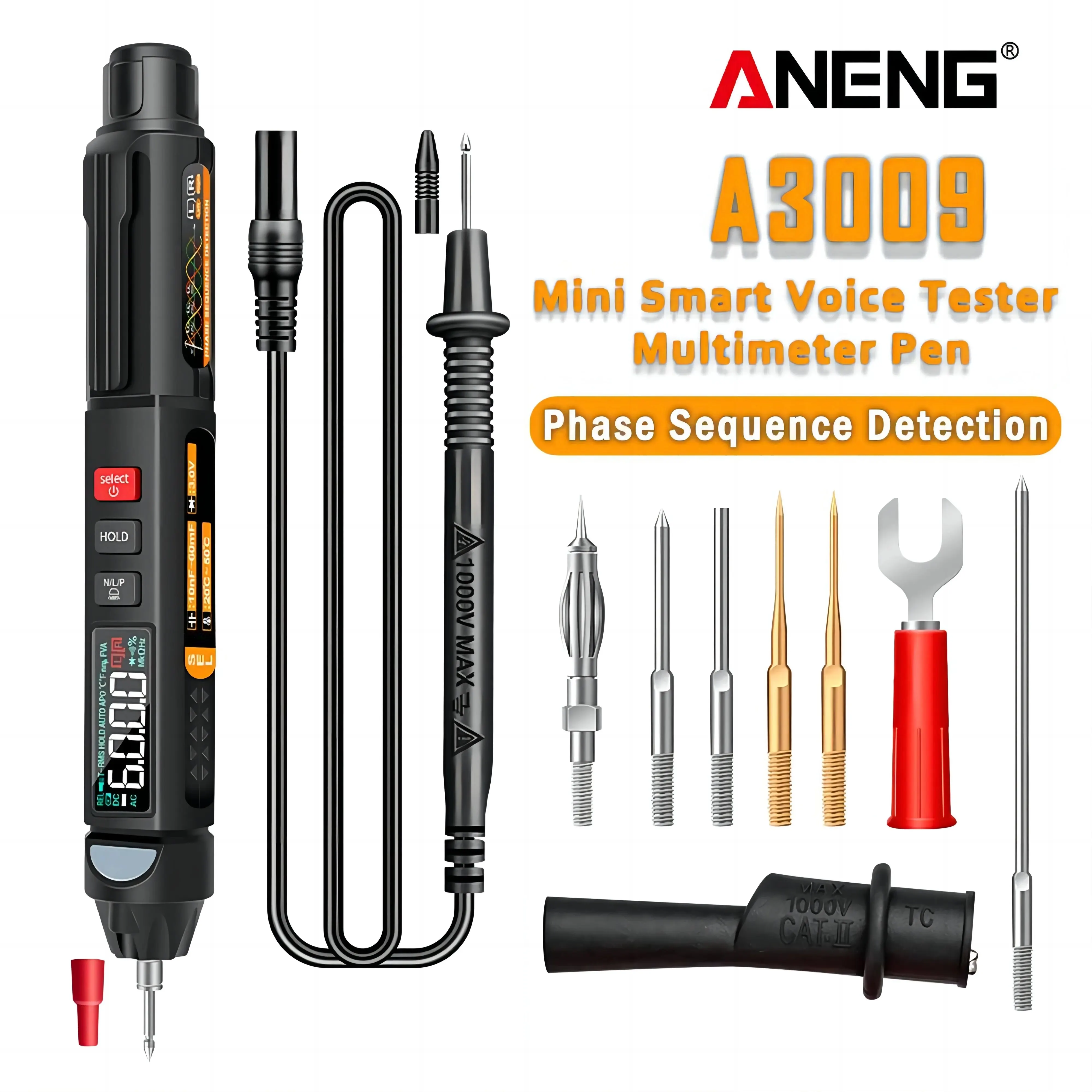 ANENG A3009 Mini Digital Multimeter Pen Smart Voice Broadcast Tester ...