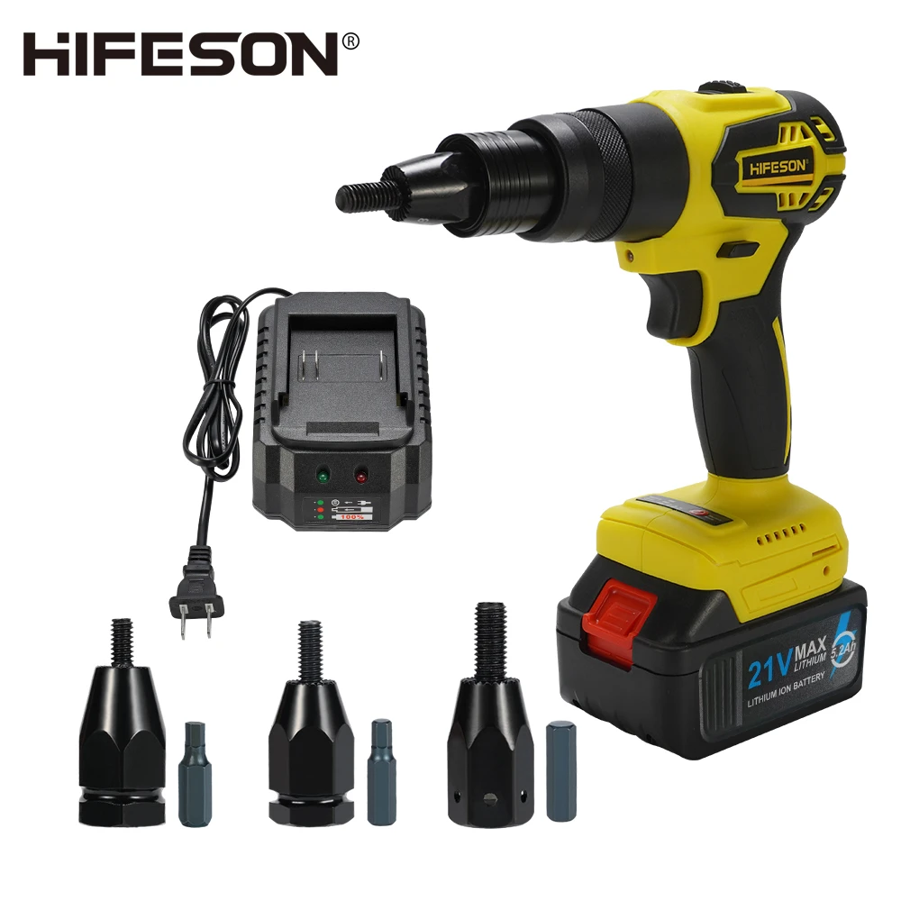 Hifeson Electric Riveter Rivet Gun Powerful Brushless Electric Ramm Gun ...