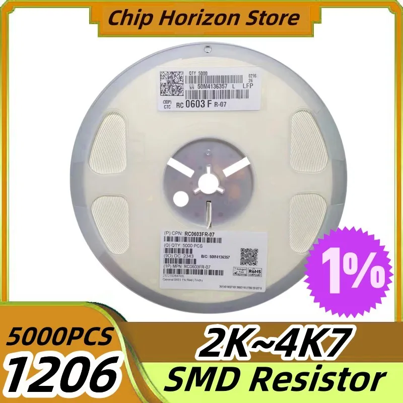 5000PCS 2K ~ 4K7 1206 SMD 저항기 2K2 2K4 2K7 3K 3K3 3K6 3K9 4K3 옴 1% 옴 칩 ...
