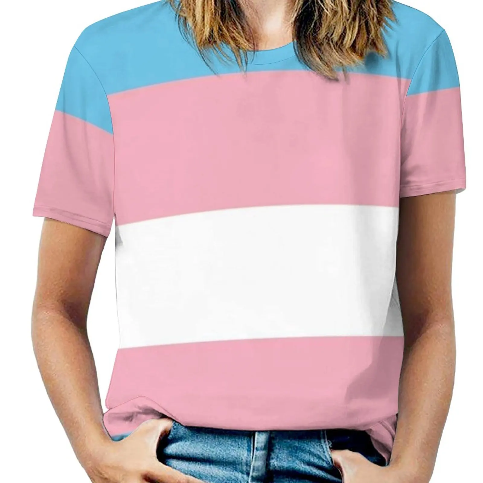 Trans-Flag-Woman-S-T-Shirt-Spring-And-Summer-Printed-T-Shirts-Crew-Neck ...