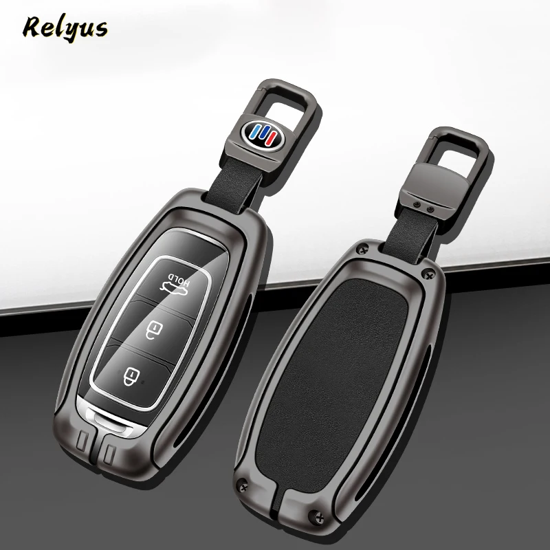 Metal Leather Car Key Case Cover For Hyundai Santa I30 Ix35 Encino Kona ...