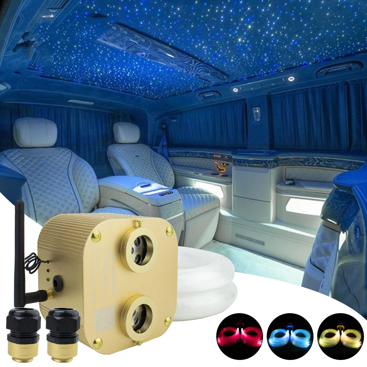 Double-Head-20W-rgbw-Twinkle-Led-Fiber-Optic-Star-Sky-Ceiling-Kit-4M ...
