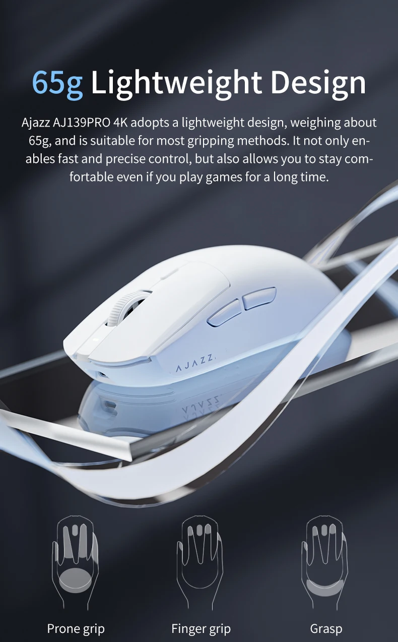 Ajazz AJ139Pro 4K Wireless Mouse 26000DPI 2.4G Wired Dual Mode Gaming Mouse 700Mah PAW3395 for ...