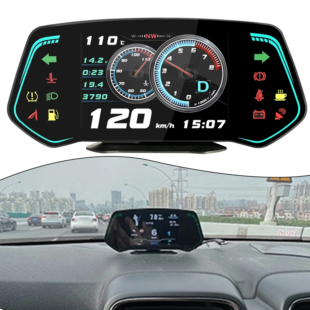 자동차 전자기기 최신 자동차 Hud Obd2 디스플레이 자동차 액세서리 Gps 디지털 속도계 터보 Rpm 알람 온도 자동차 헤드업 디스플레이 1 개 Best