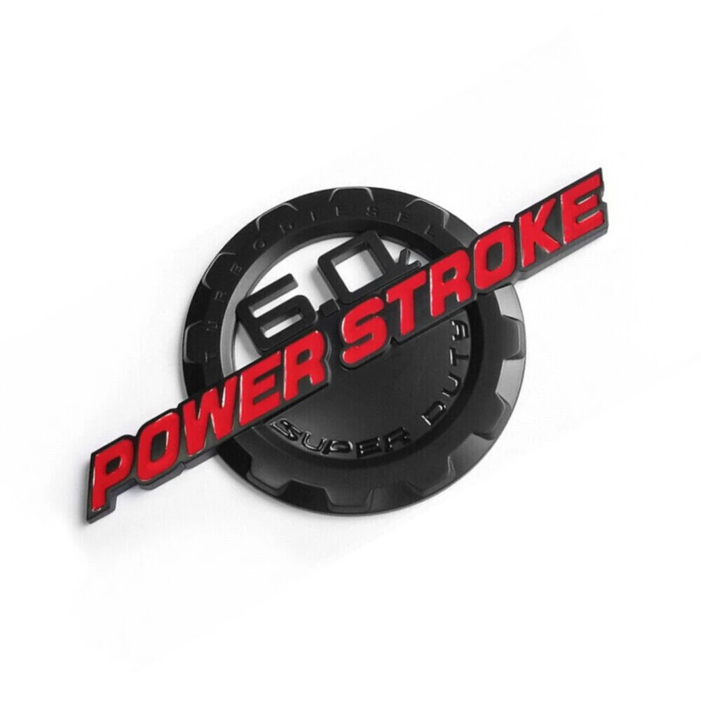 1x Car Tailgate Black Red 6.0L Power Stroke Super Duty Turbo Emblem 3D ...