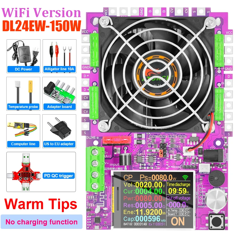 Atorch Dl24ew Tuya App Wifi Smart Electronic Load Tester 18650 Voltage ...