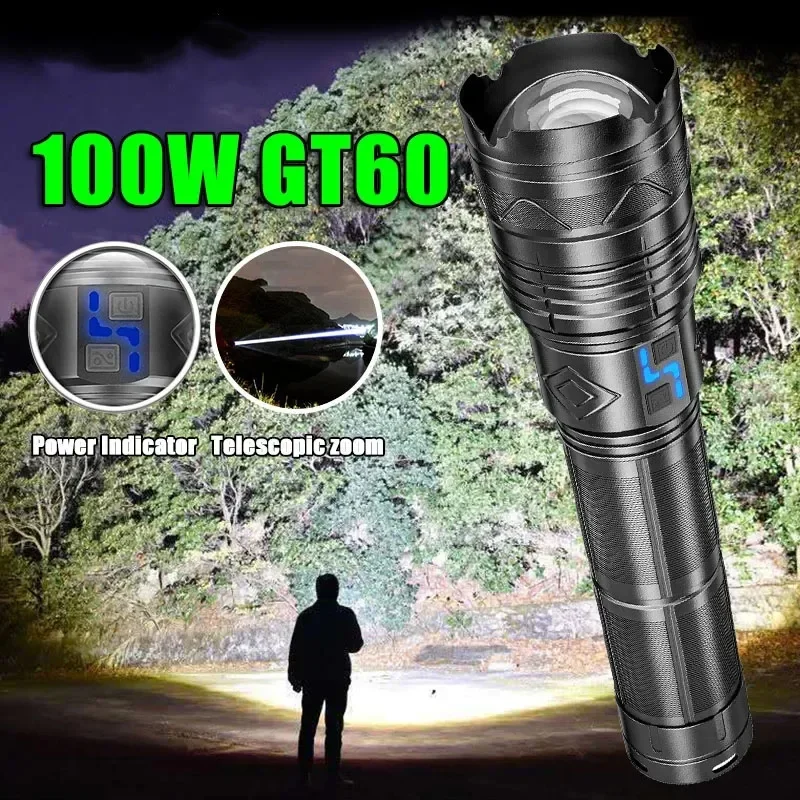 Strong Light Flashlight Bright LED Laser Flashlight Type-C USB Can ...