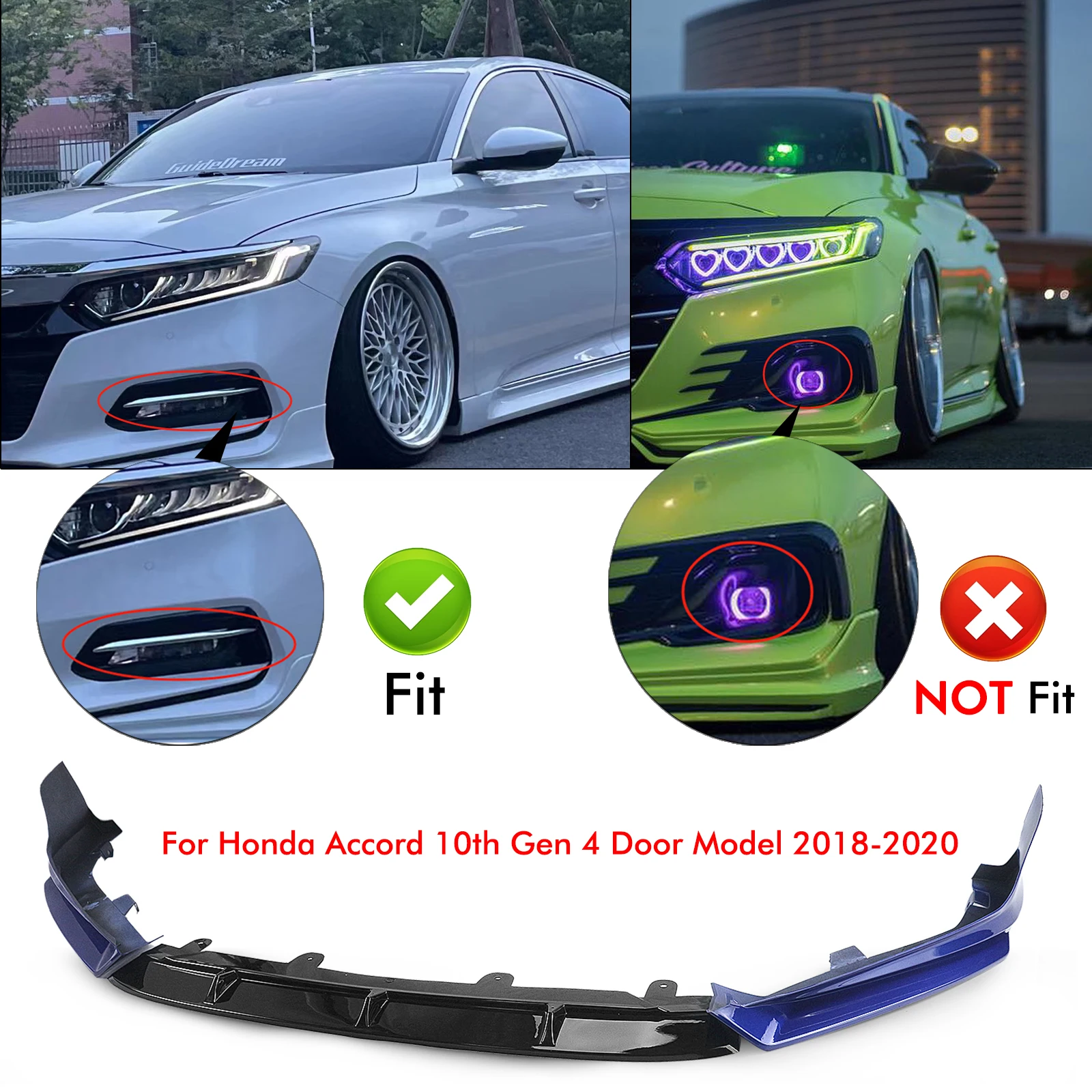 YOFER For Honda Accord 2018-2020 10th Gen Front Bumper Spoiler Lip ...