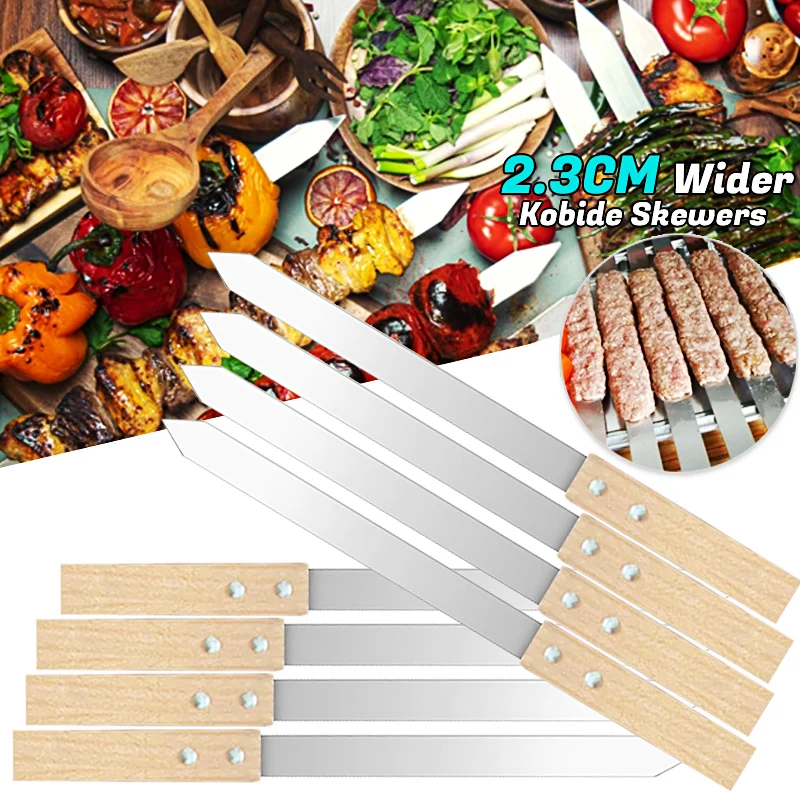 Kabob Skewers 15.7 Inch Long 0.91 Inch Wide 2mm Thin Stainless Steel ...